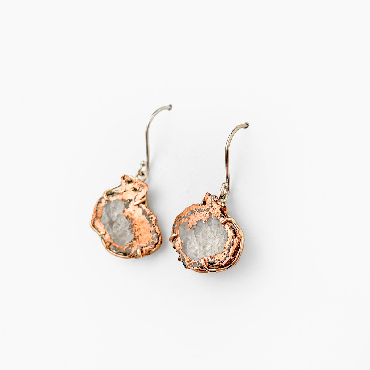 Copper Agate Two Tone Gold Earrings-Small – Marlor Jewelry Inc.